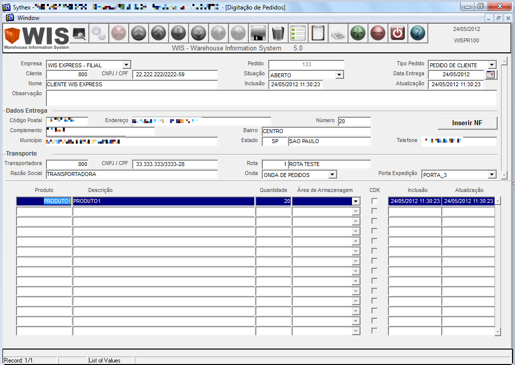 WMS WIS – Oracle Forms/Separação – Como criar um novo pedido – Senior